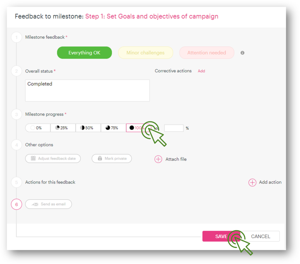 Complete a milestone - ActionPlanner