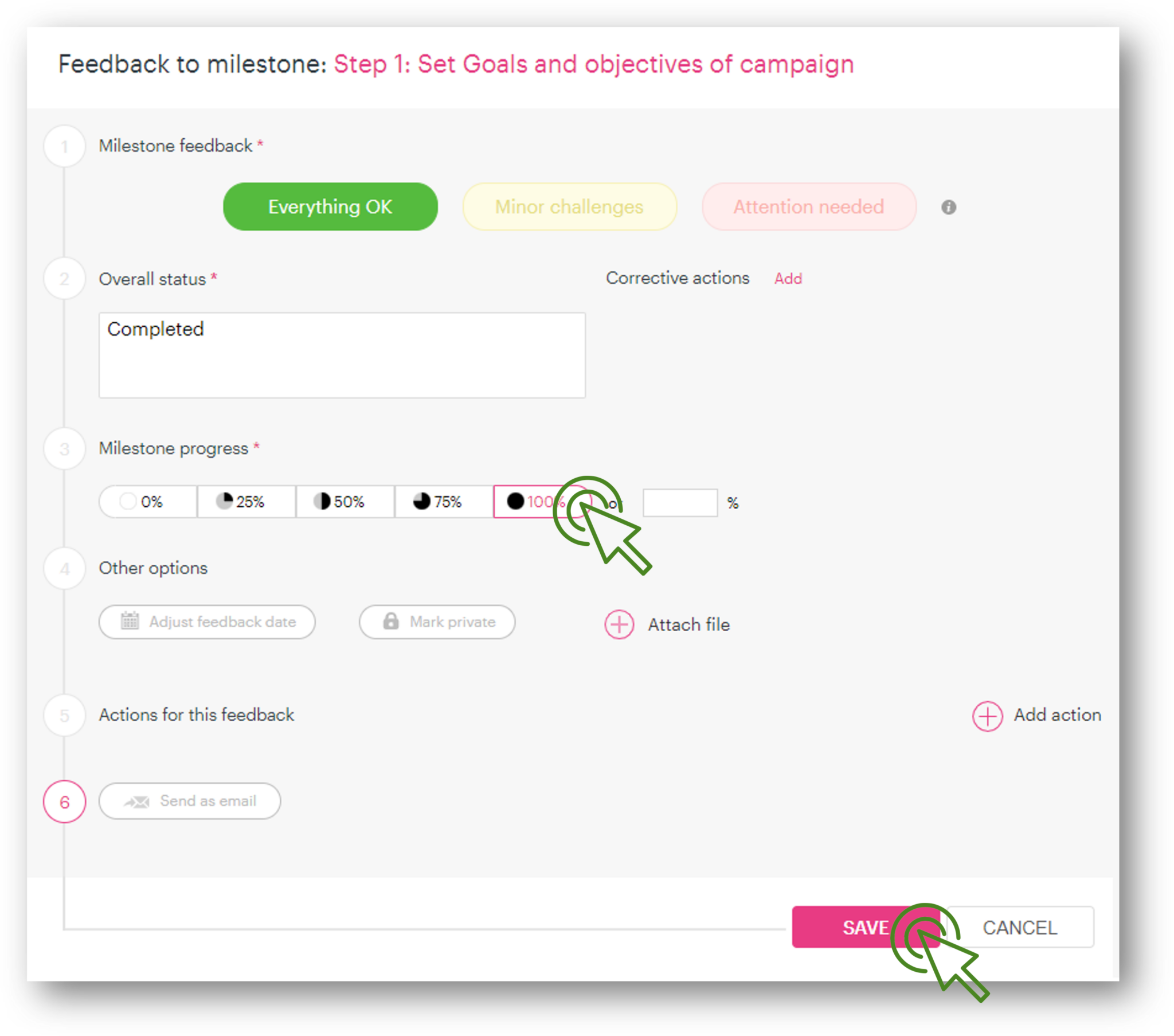 Complete a milestone - ActionPlanner
