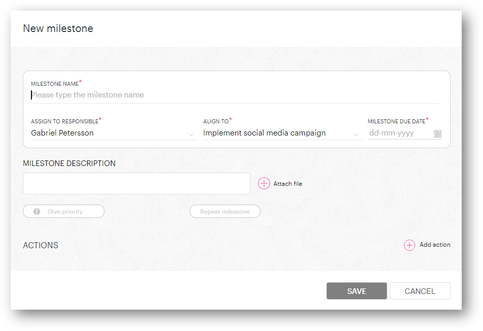 Create a milestone - ActionPlanner