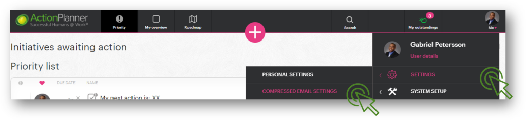 How to turn off compressed emails - ActionPlanner