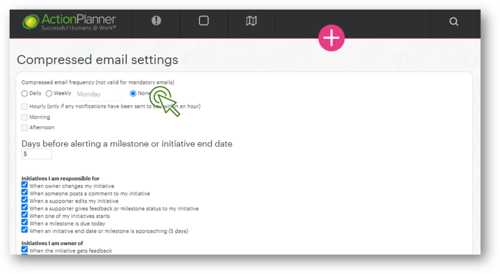 How to turn off compressed emails - ActionPlanner