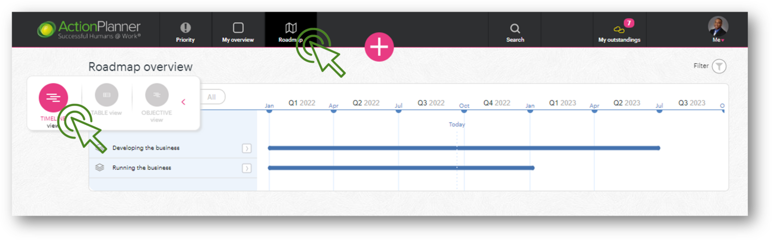 Using “Timeline overview” - ActionPlanner