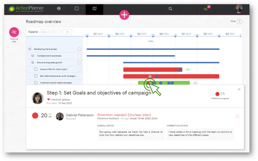 Using “Timeline overview” - ActionPlanner