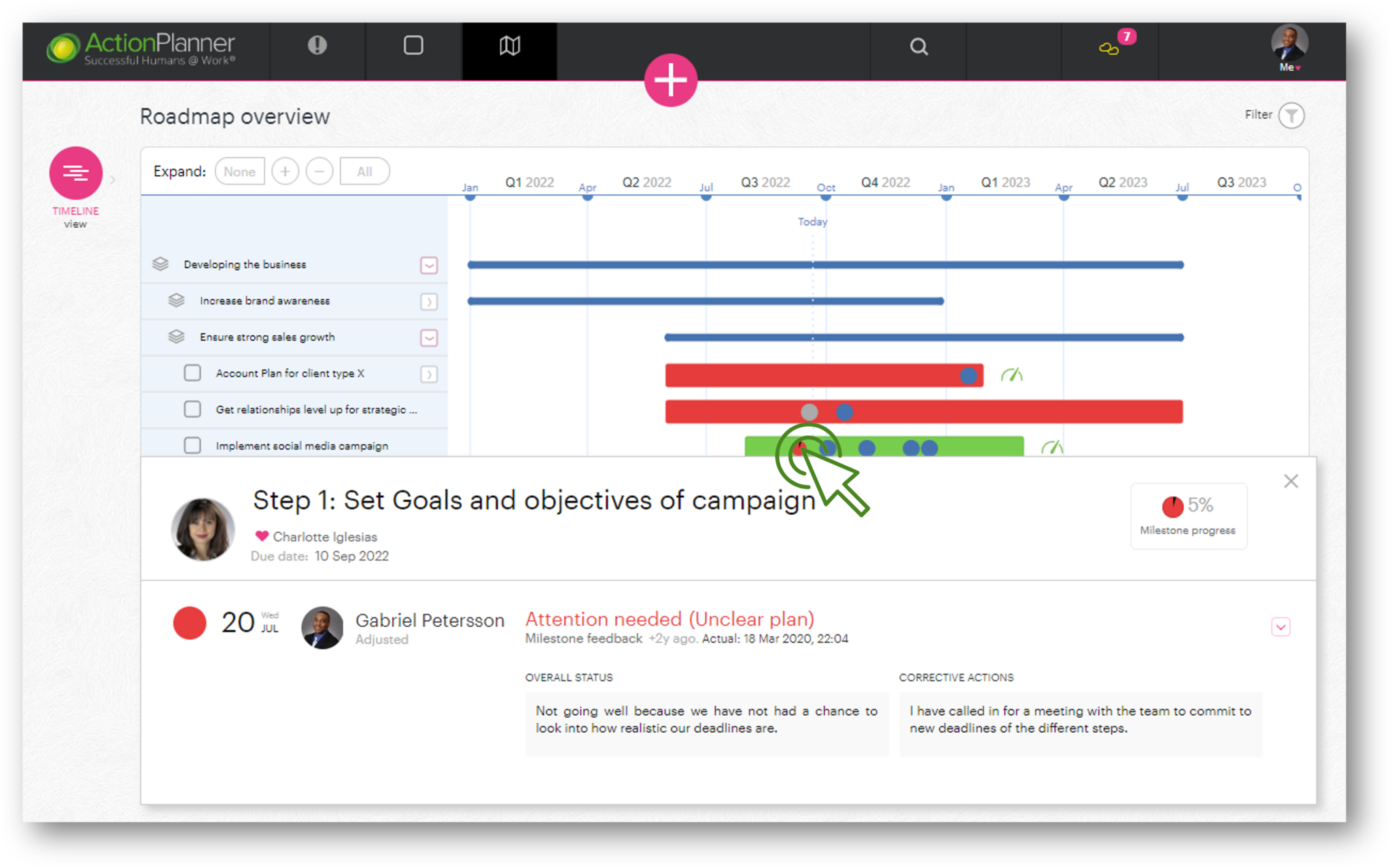Using “Timeline overview” - ActionPlanner