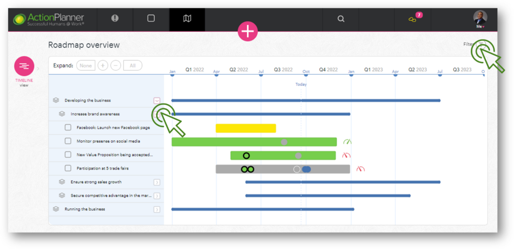 Using “Timeline overview” - ActionPlanner