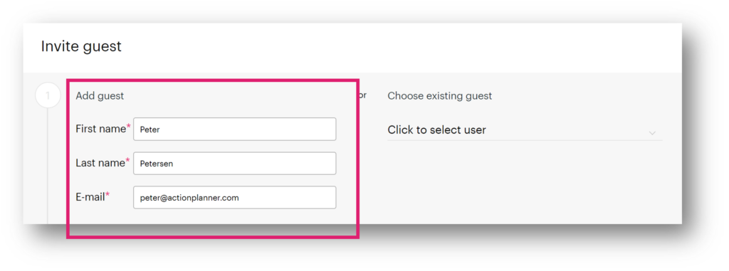 How to invite a guest - ActionPlanner